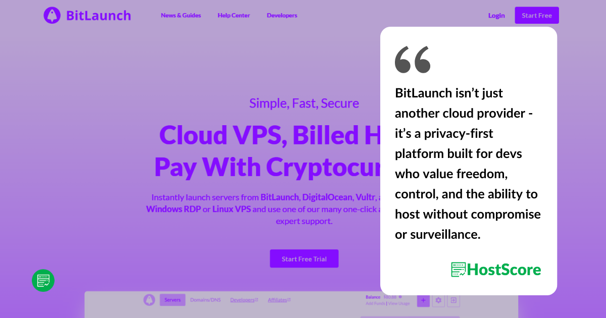 BitLaunch Review: Anonymous Crypto VPS Hosting for Developers - HostScore
